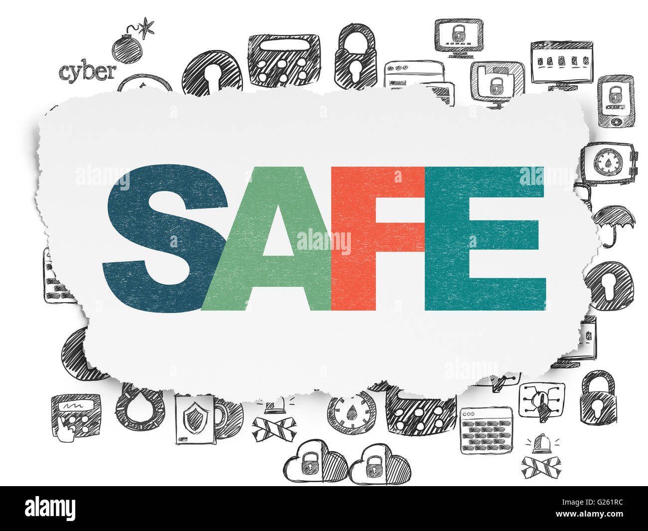 Safety concept: Safe on Torn Paper background Stock Photo - Alamy