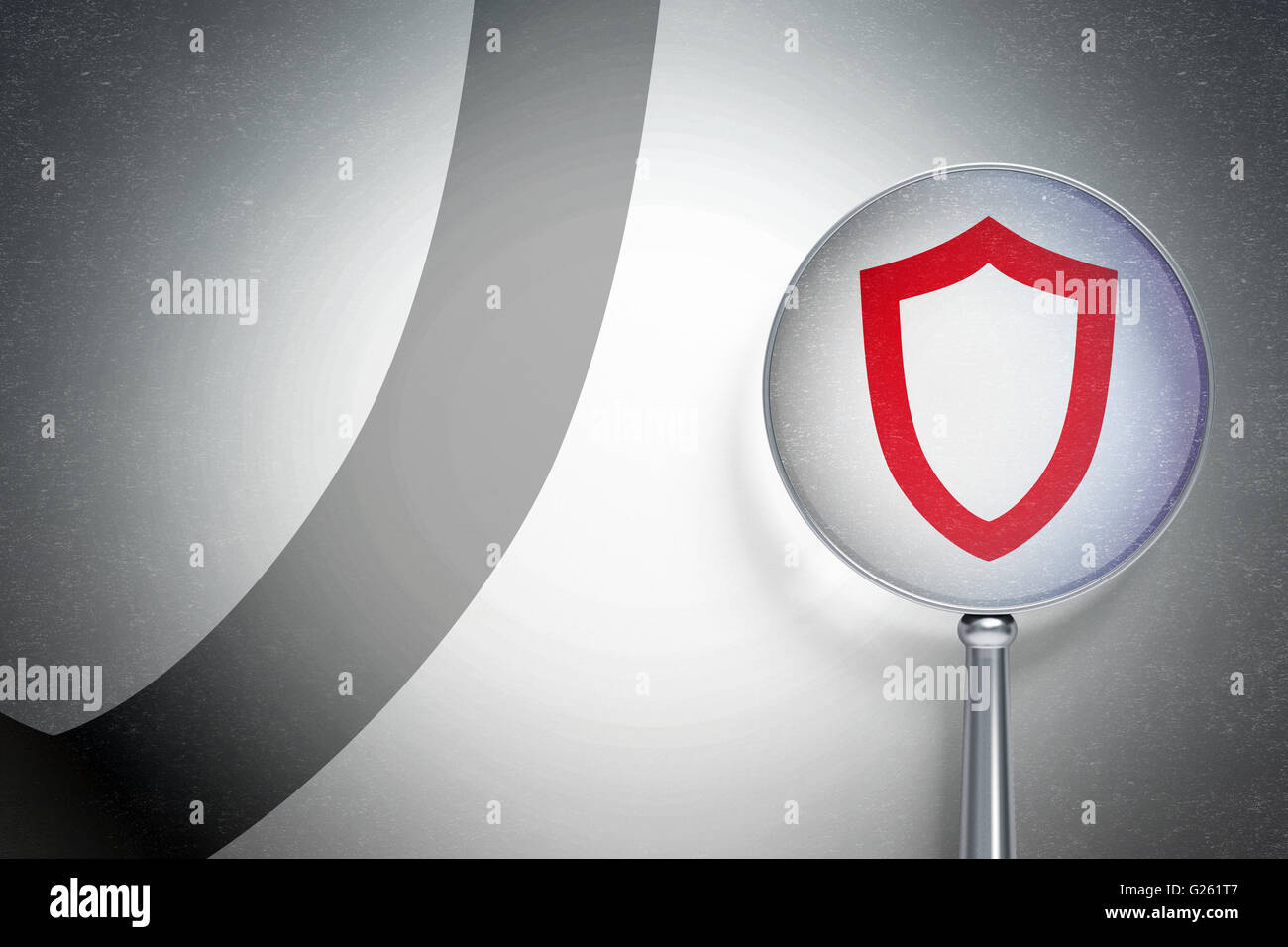 Protection concept: magnifying optical glass with Contoured Shield icon ...