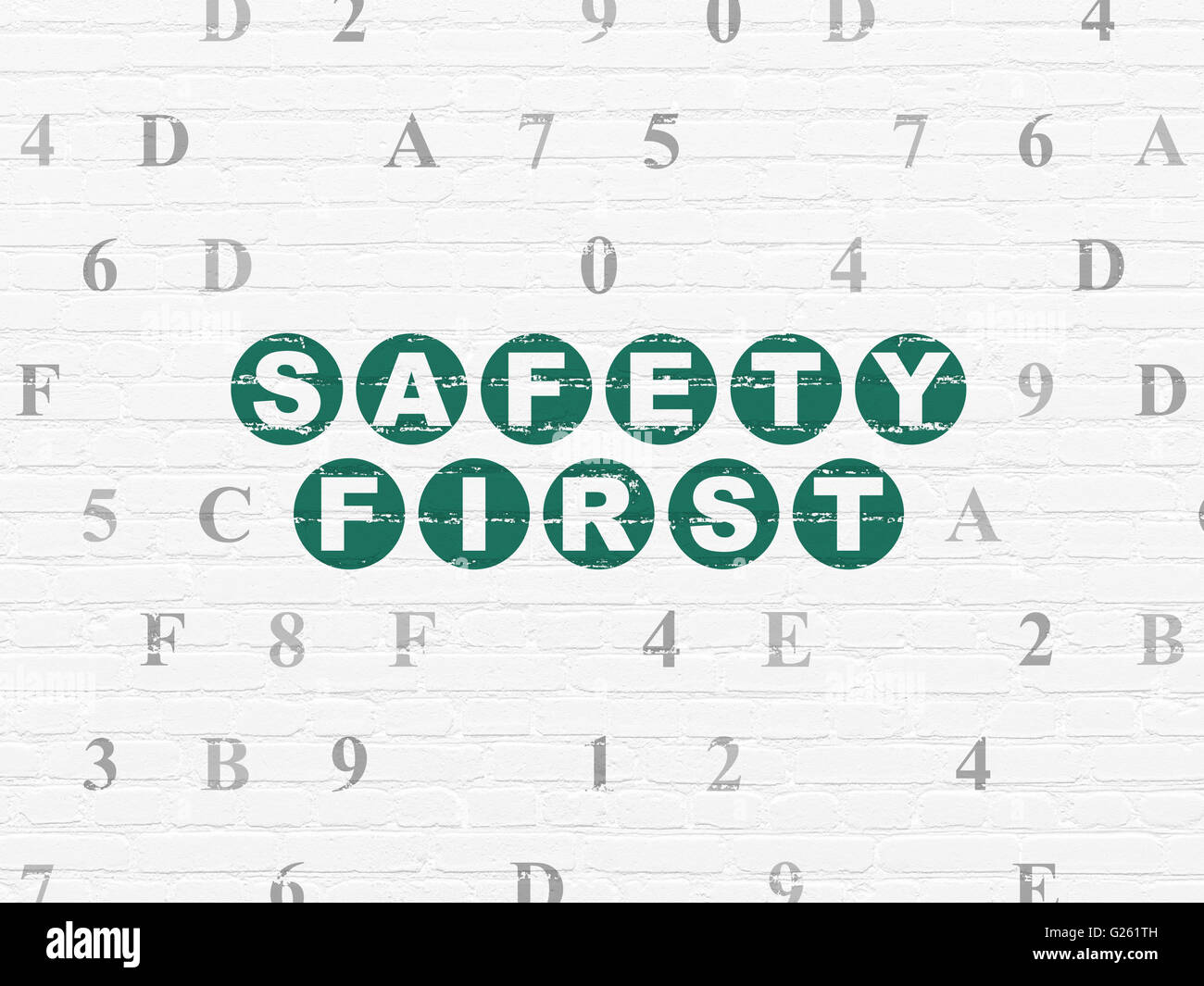 Safety concept: Safety First on wall background Stock Photo - Alamy