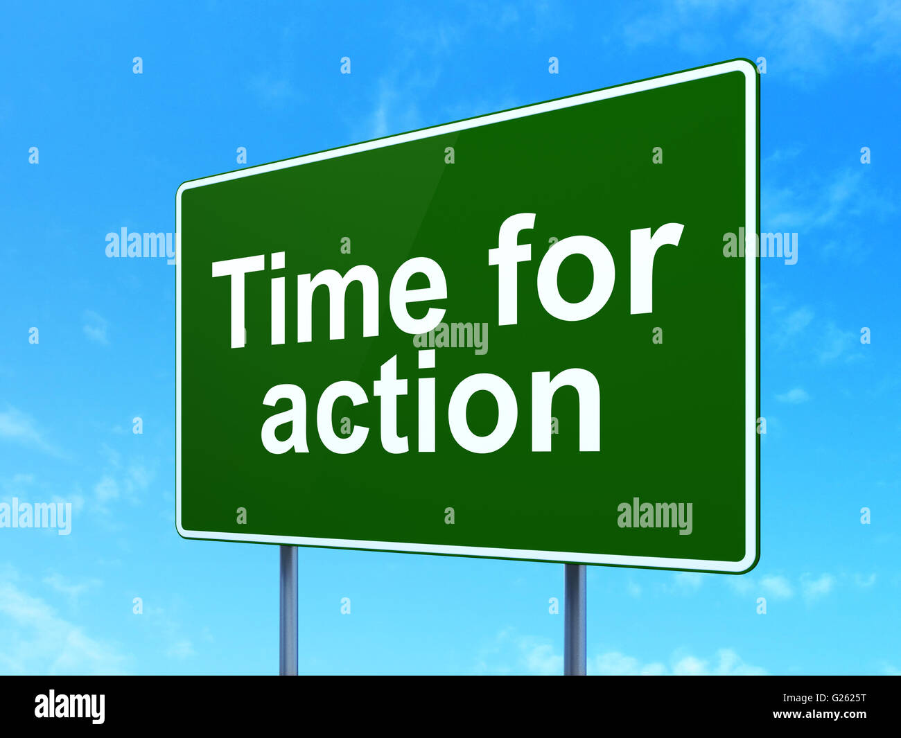 Timeline concept: Time For Action on road sign background Stock Photo ...
