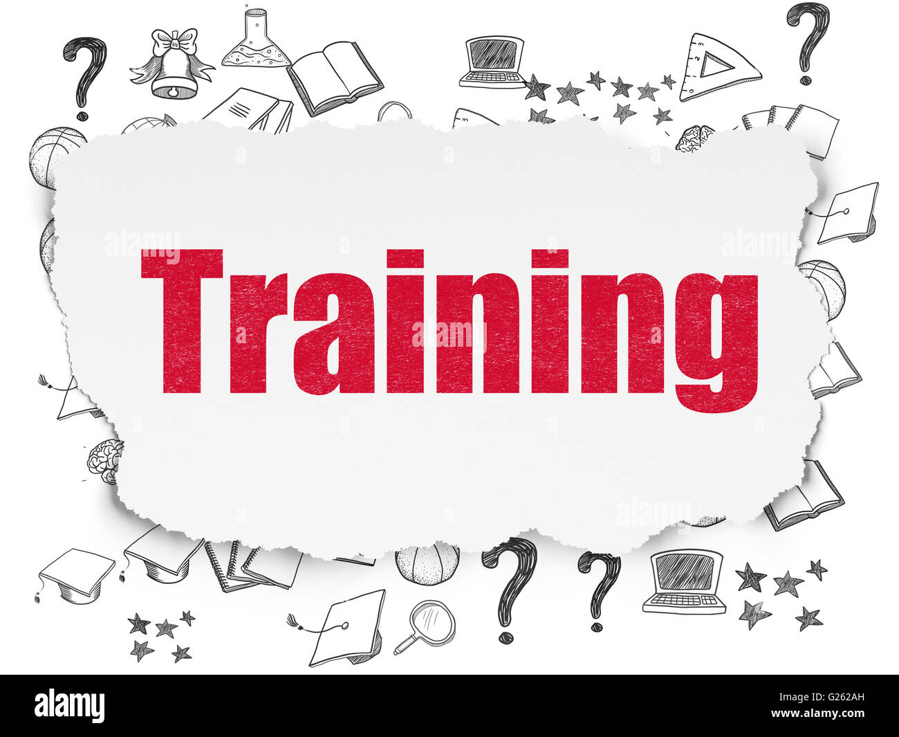 Studying concept: Training on Torn Paper background Stock Photo - Alamy