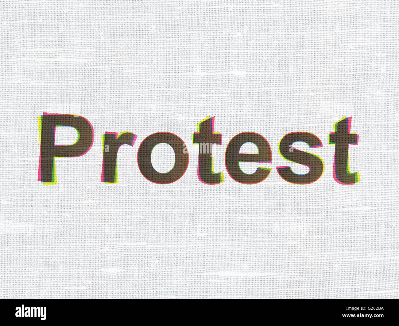 Political concept: CMYK Protest on linen fabric texture background ...