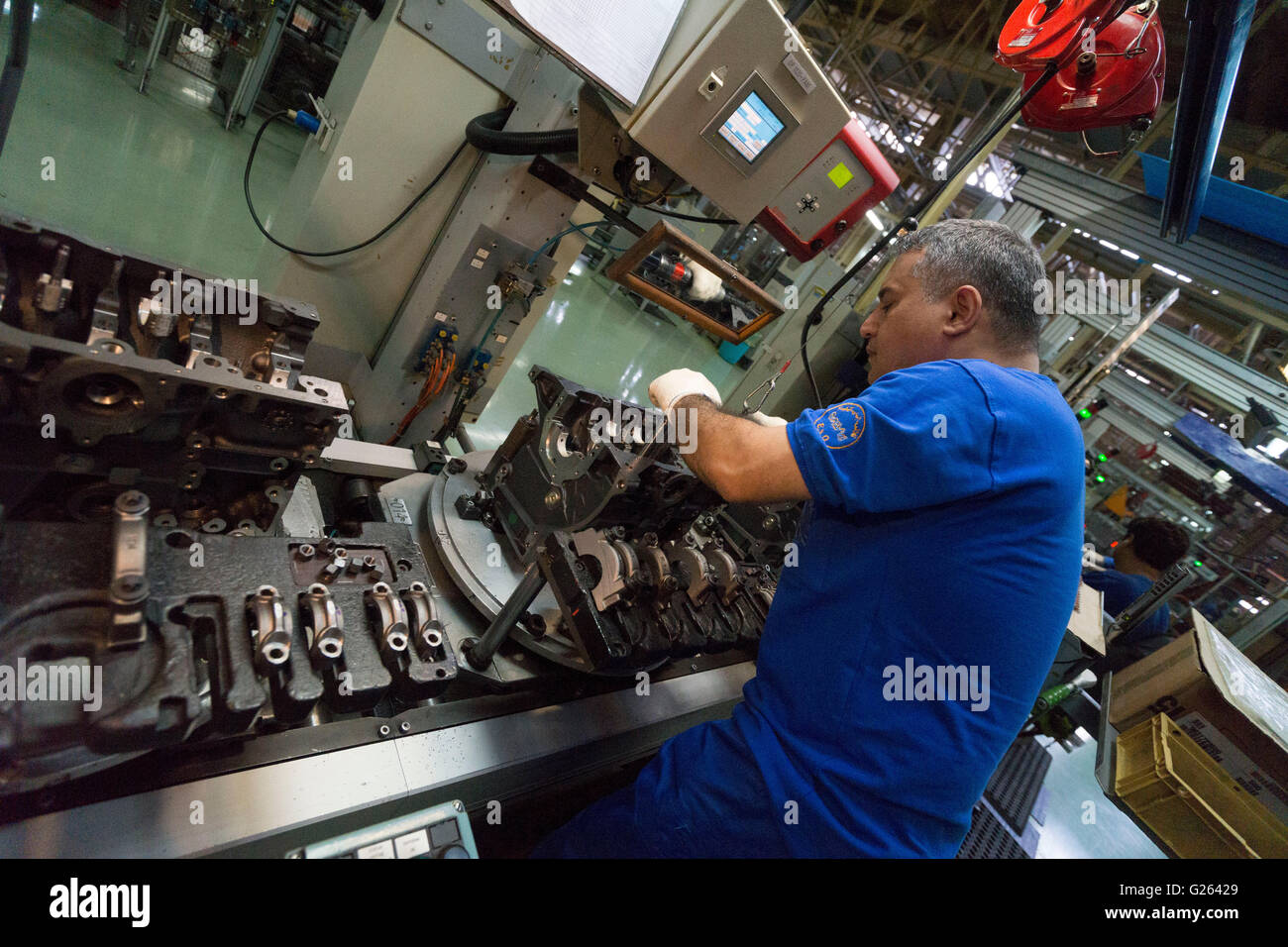 Tehran, Iran. 14th May, 2016. Engines are assembled at the production ...