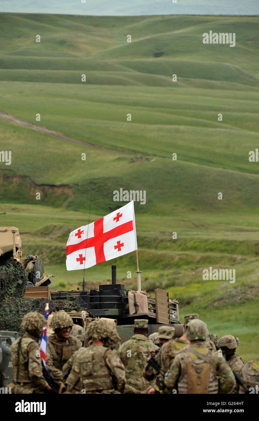 Tbilisi, Georgia. 24th May, 2016. Soldiers are seen on the last day of ...