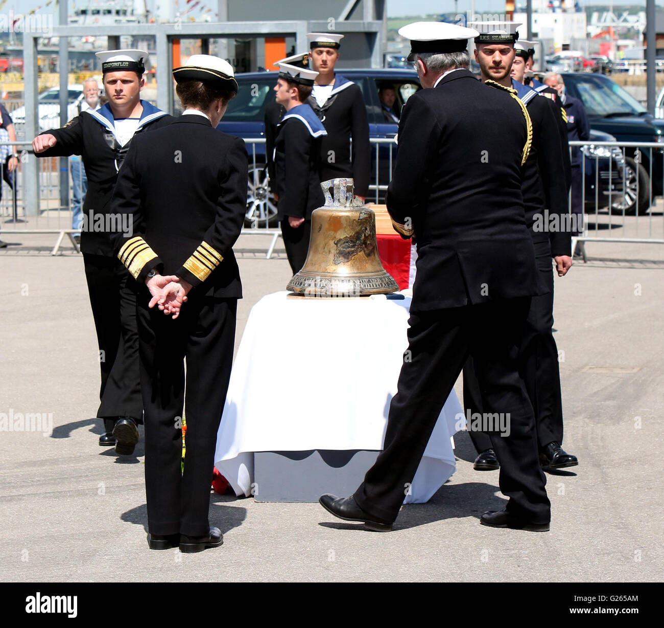 Portsmouth, Hampshire, UK. 24th May, 2016. A restored bell from a WW2 ...