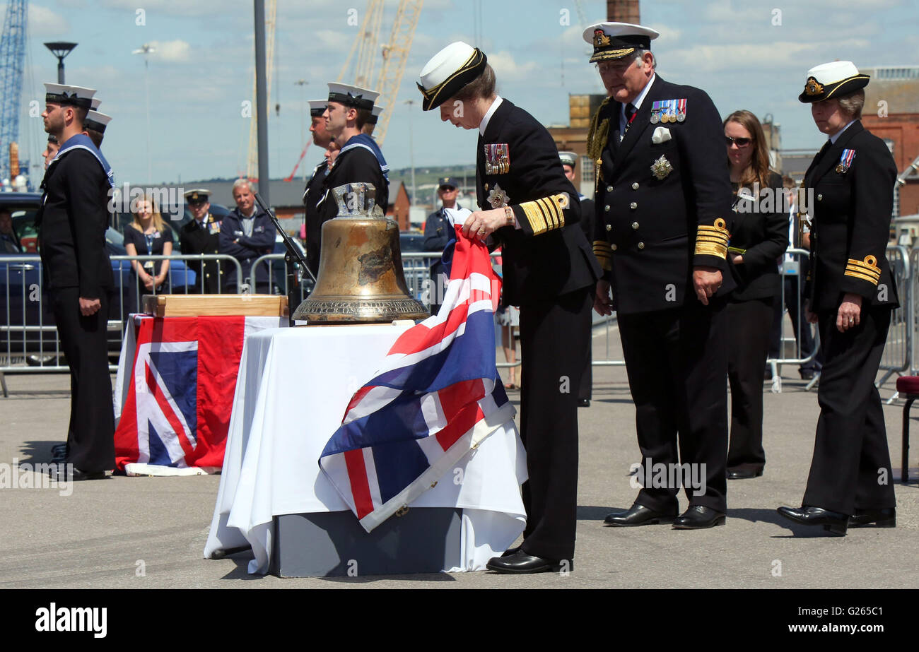 Portsmouth, Hampshire, UK. 24th May, 2016. A restored bell from a WW2 ...