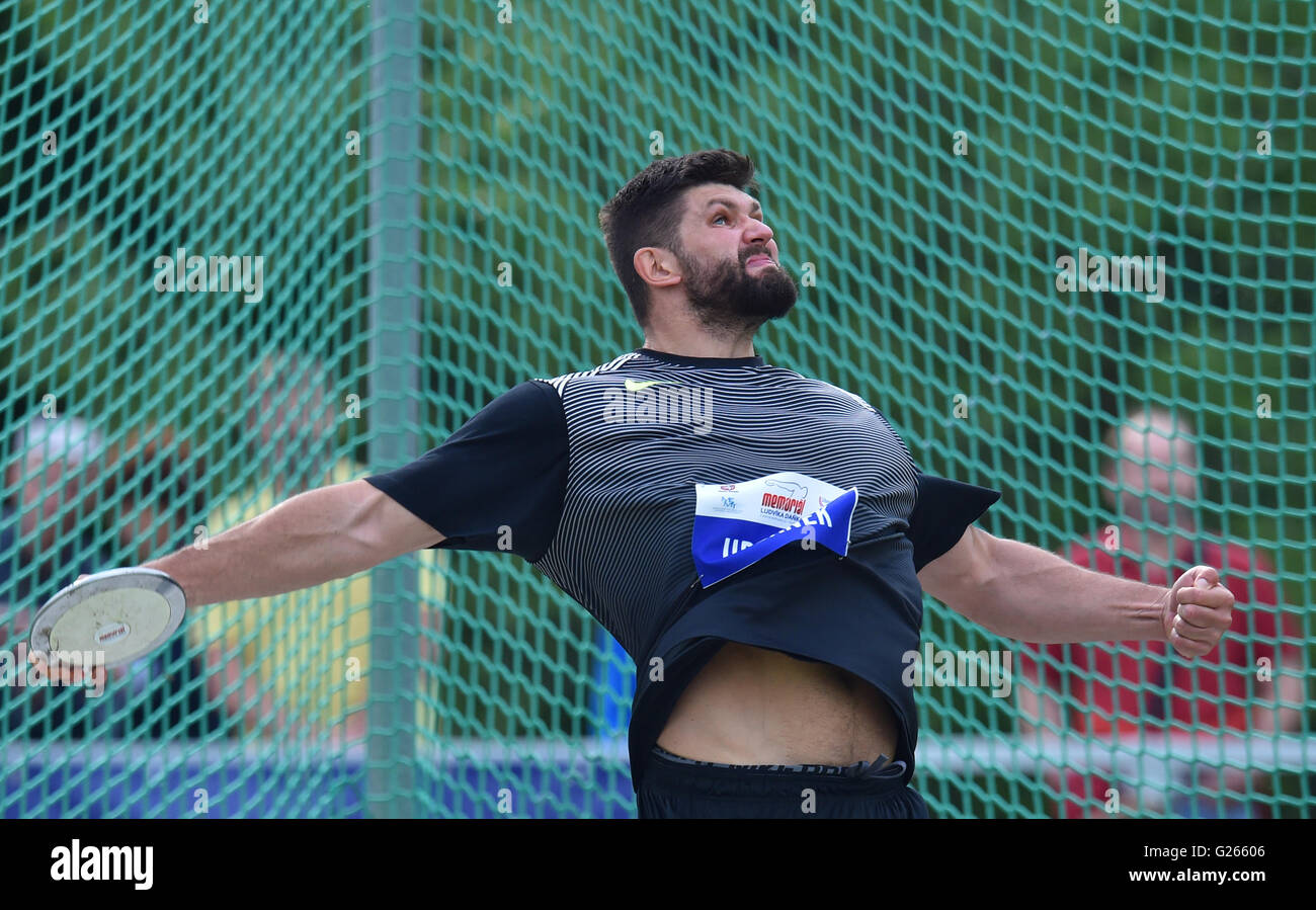 Turnov, Czech Republic. 24th May, 2016. Discus thrower Robert Urbanek ...