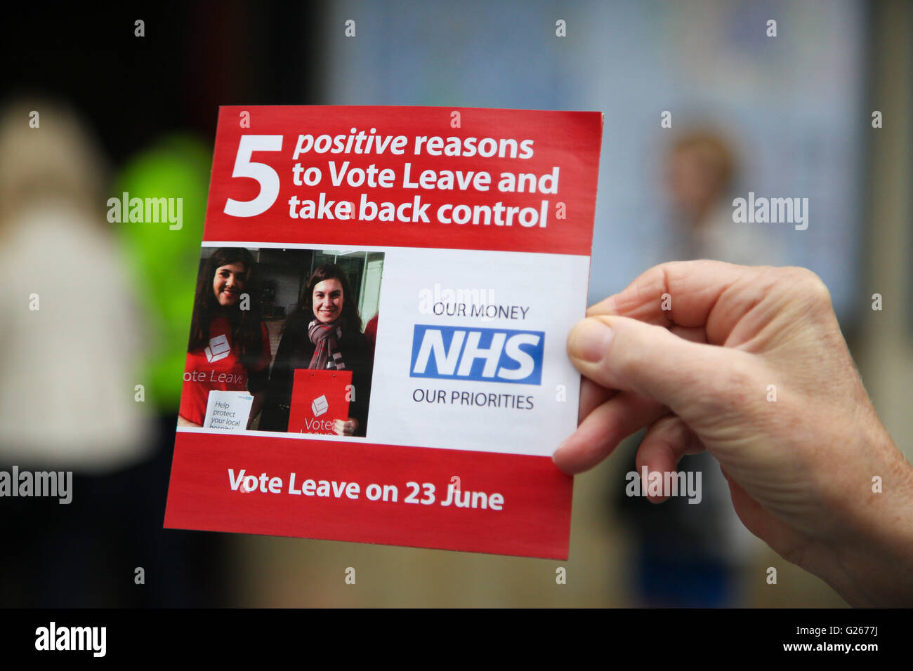 Sloane Square, London, UK 24 May 2016 - Vote Leave campaign leaflet ...