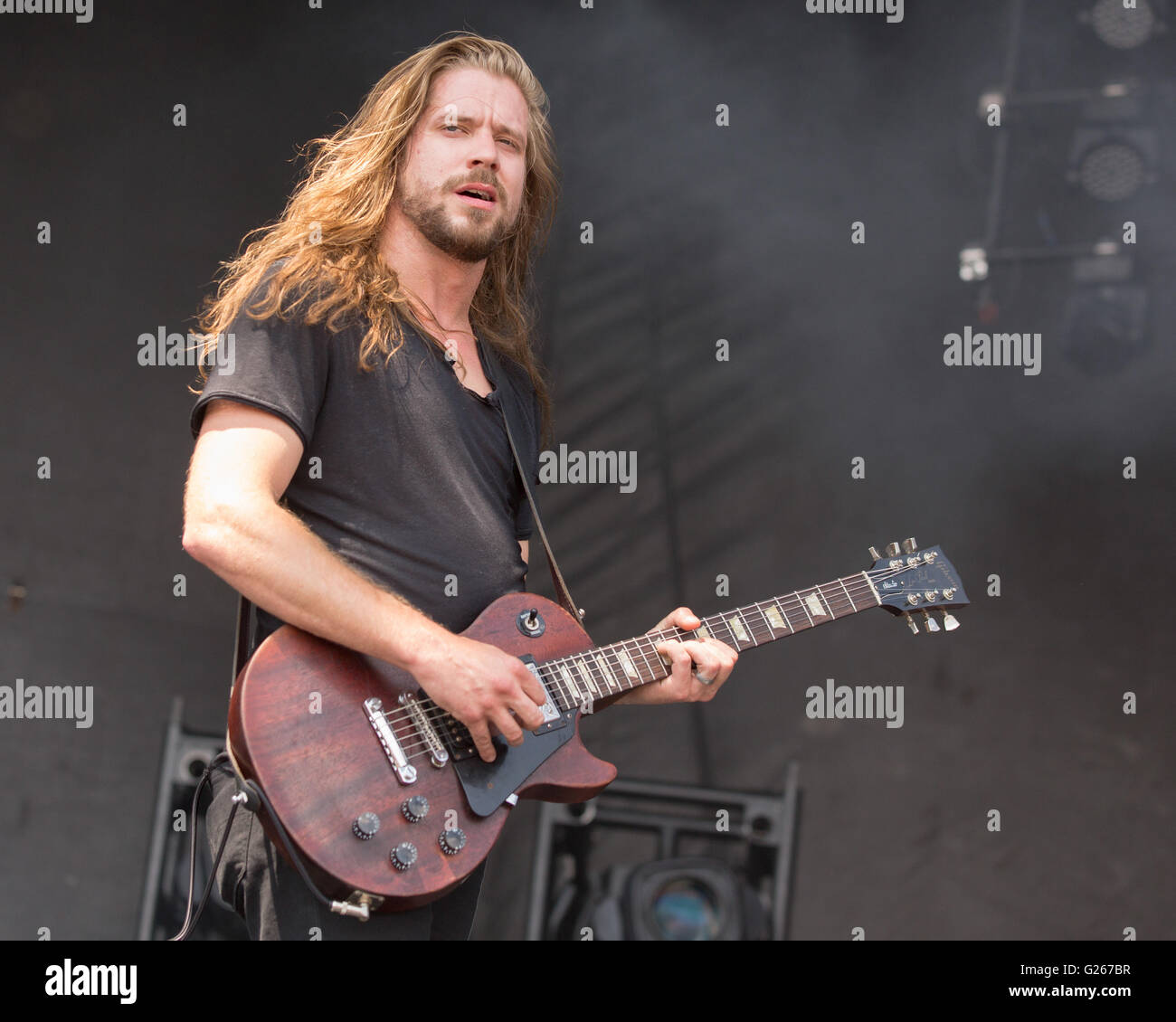 Columbus, Ohio, USA. 22nd May, 2016. Guitarist RYAN WILLIAMS of Red Sun ...