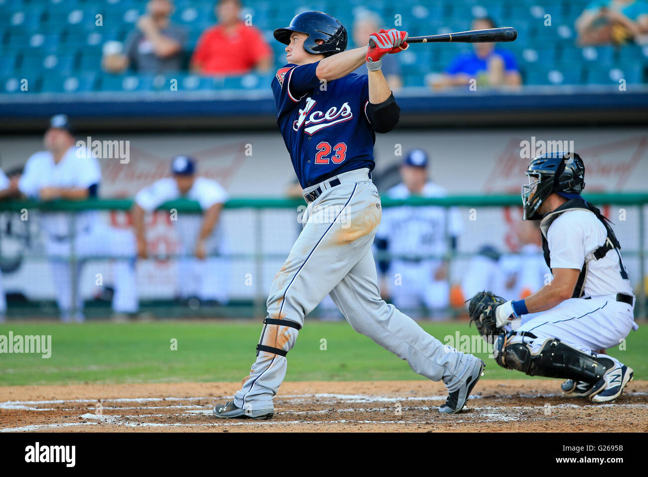MAY 24, 2016: Reno Aces left fielder Peter O'Brien (23) watches his ...