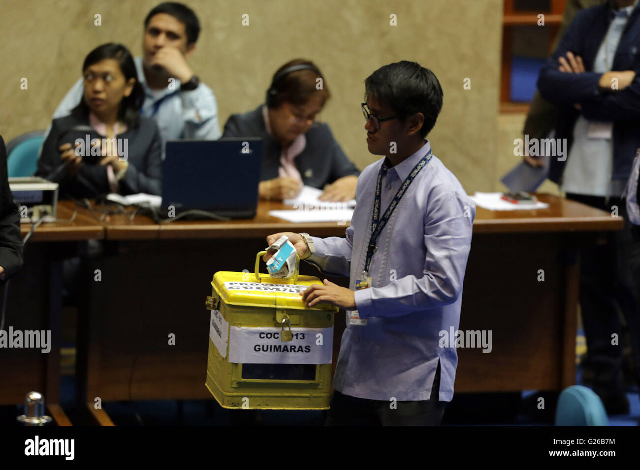 Quezon City, Philippines. 25th May, 2016. A staff member from the ...