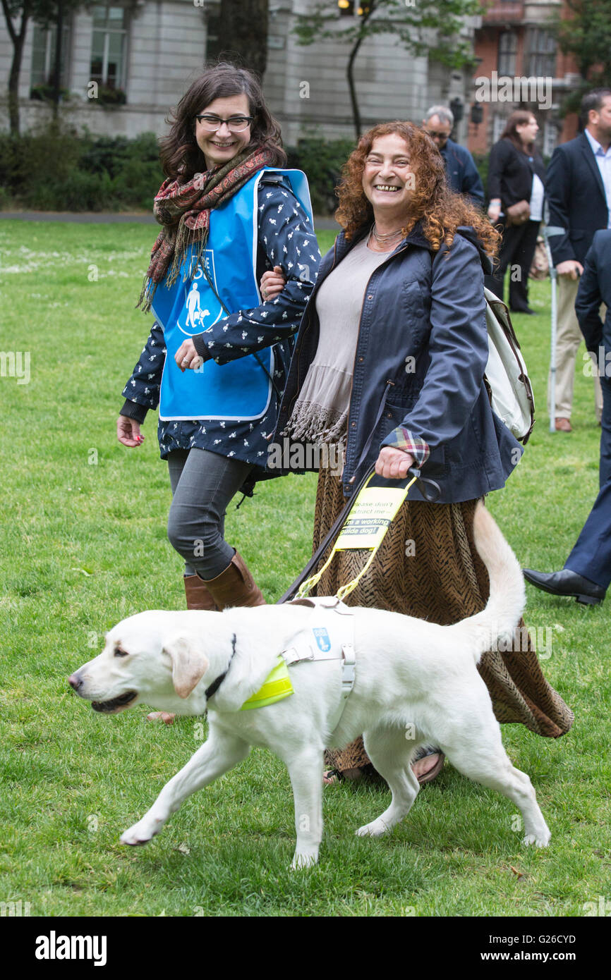 London, UK. 25 May 2016. 100 guide dog owners with their guide dogs ...