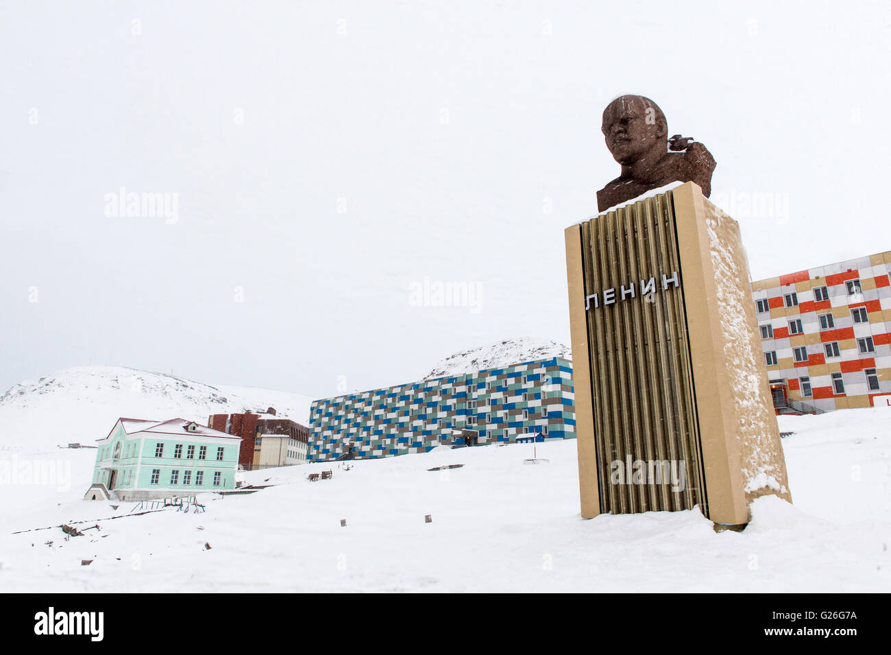 Statue of Lenin Barentsburg Svalbard, Spitsbergen, Norway Stock Photo ...