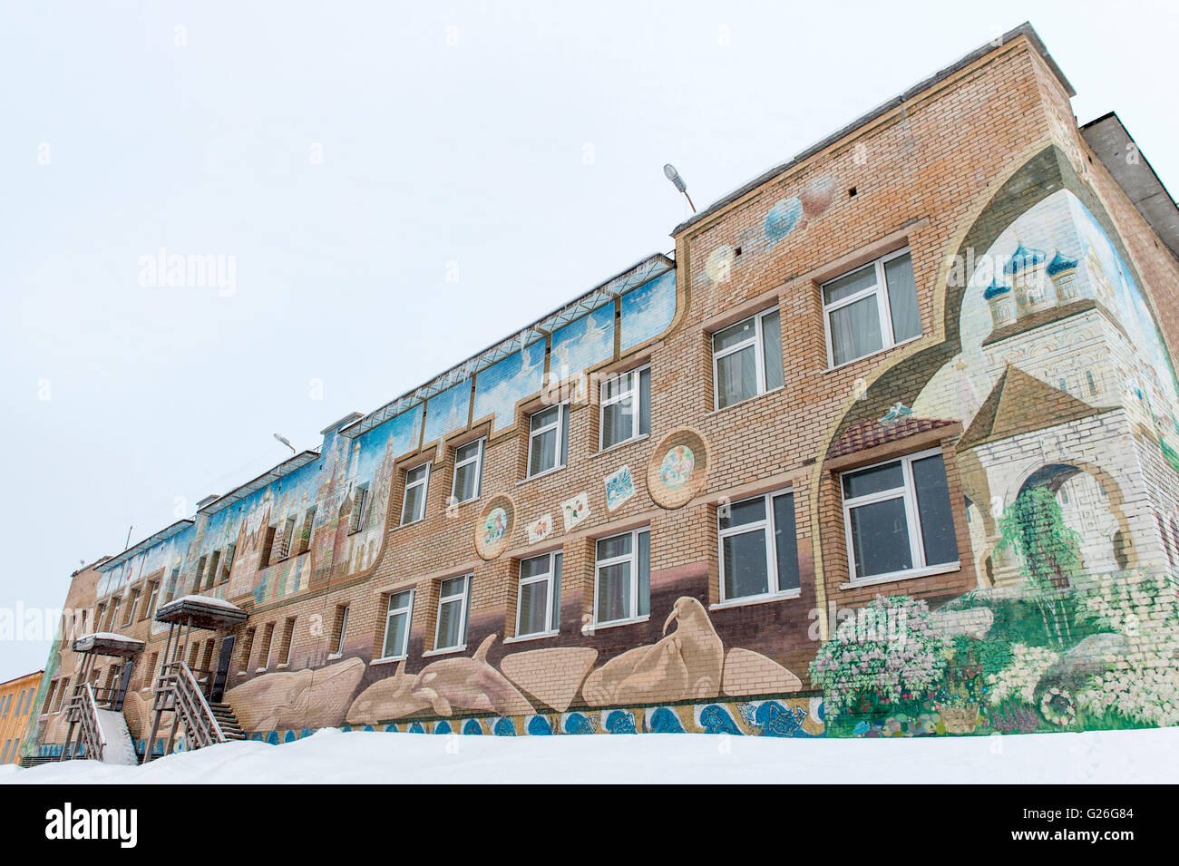 Barentsburg russian settlement svalbard spitsbergen hi-res stock ...