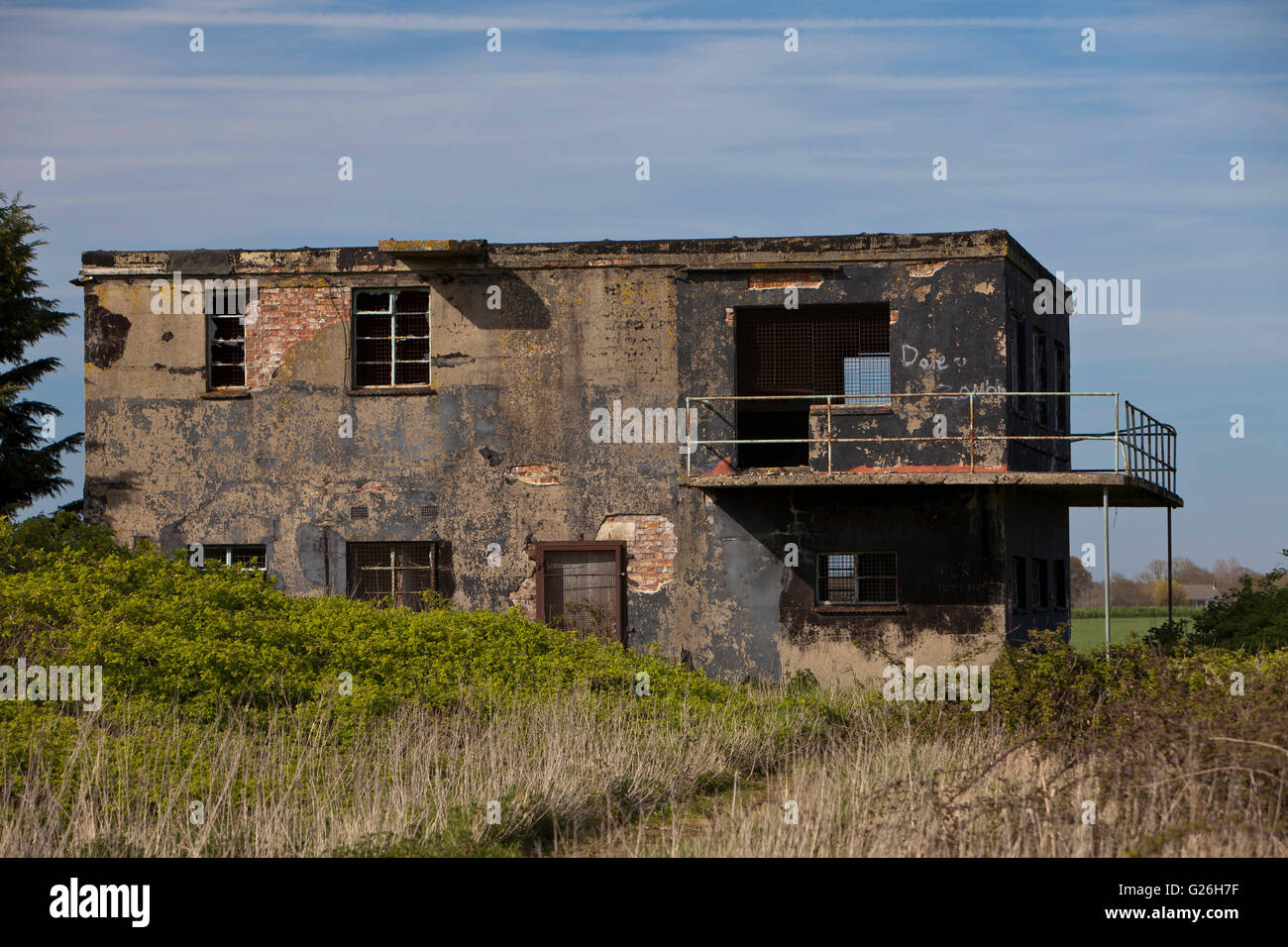 RAF Ludham airfield control tower or watch office, a Fighter Satellite ...