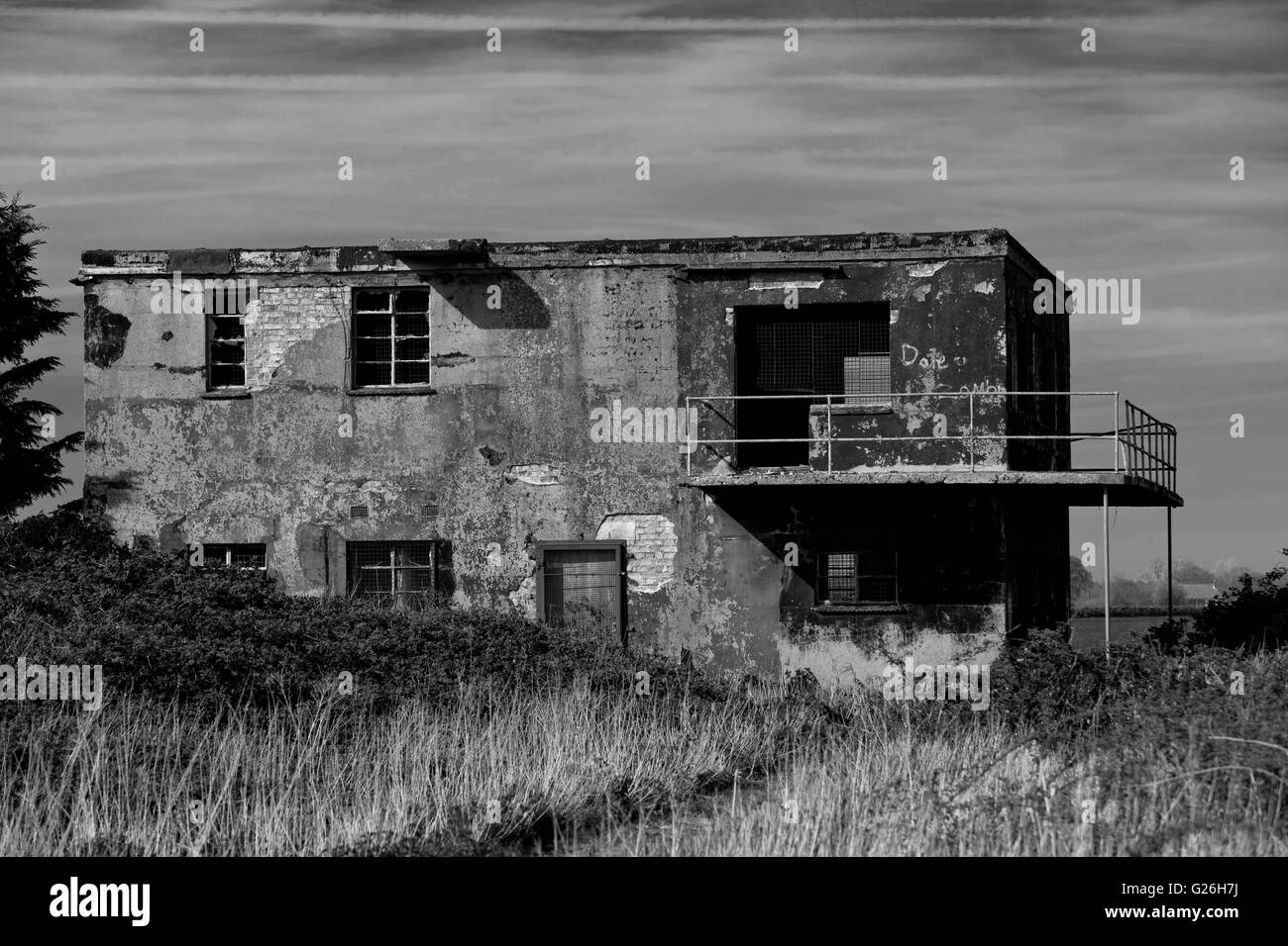 RAF Ludham airfield control tower or watch office, a Fighter Satellite ...