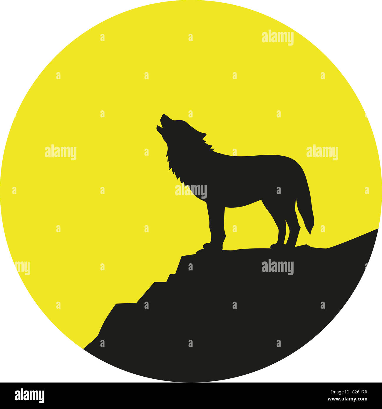 Wolf howling at full moon Stock Photo - Alamy