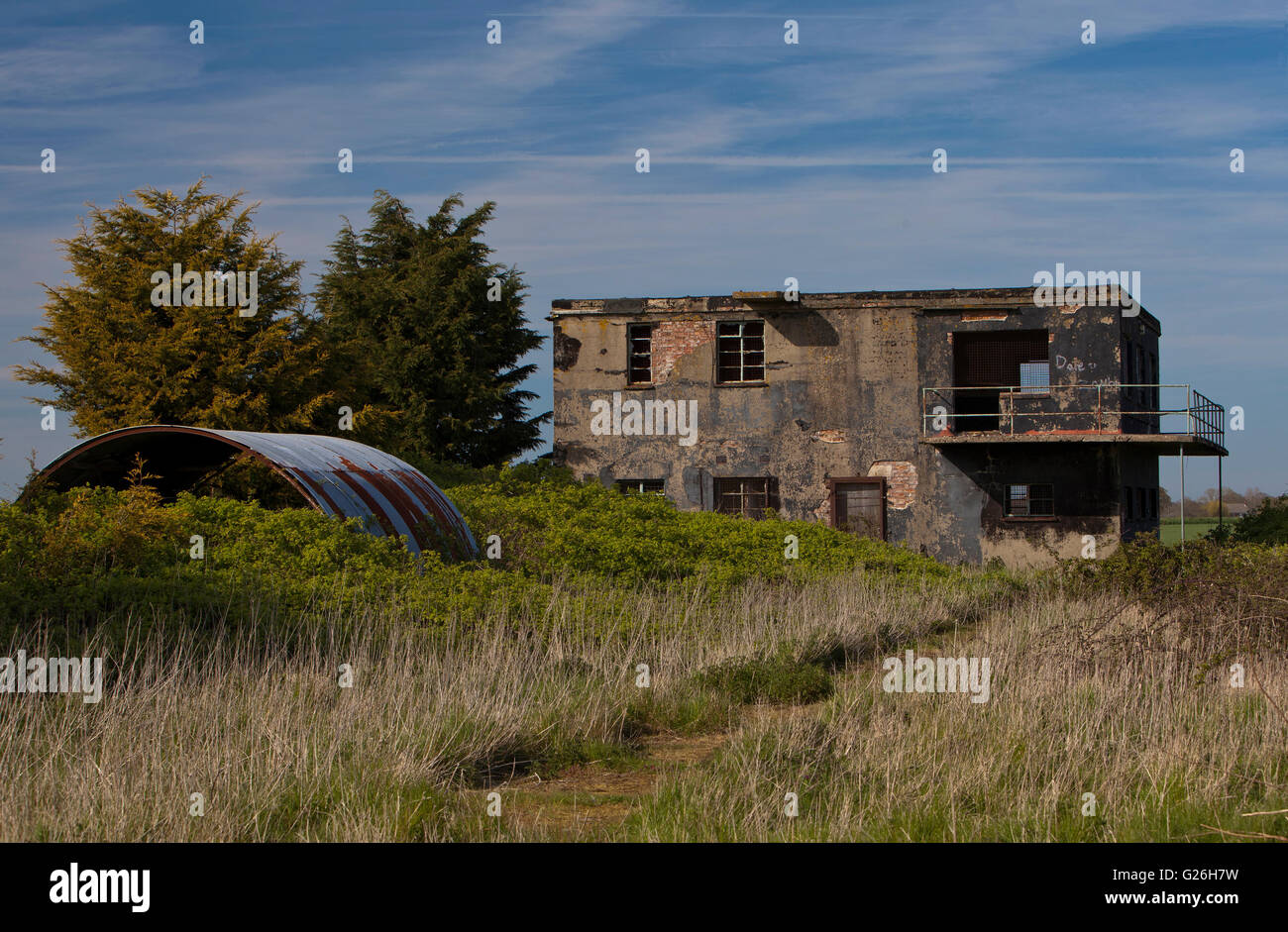 RAF Ludham airfield control tower or watch office, a Fighter Satellite ...