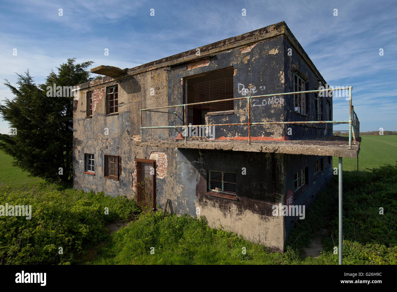 RAF Ludham airfield control tower or watch office, a Fighter Satellite ...
