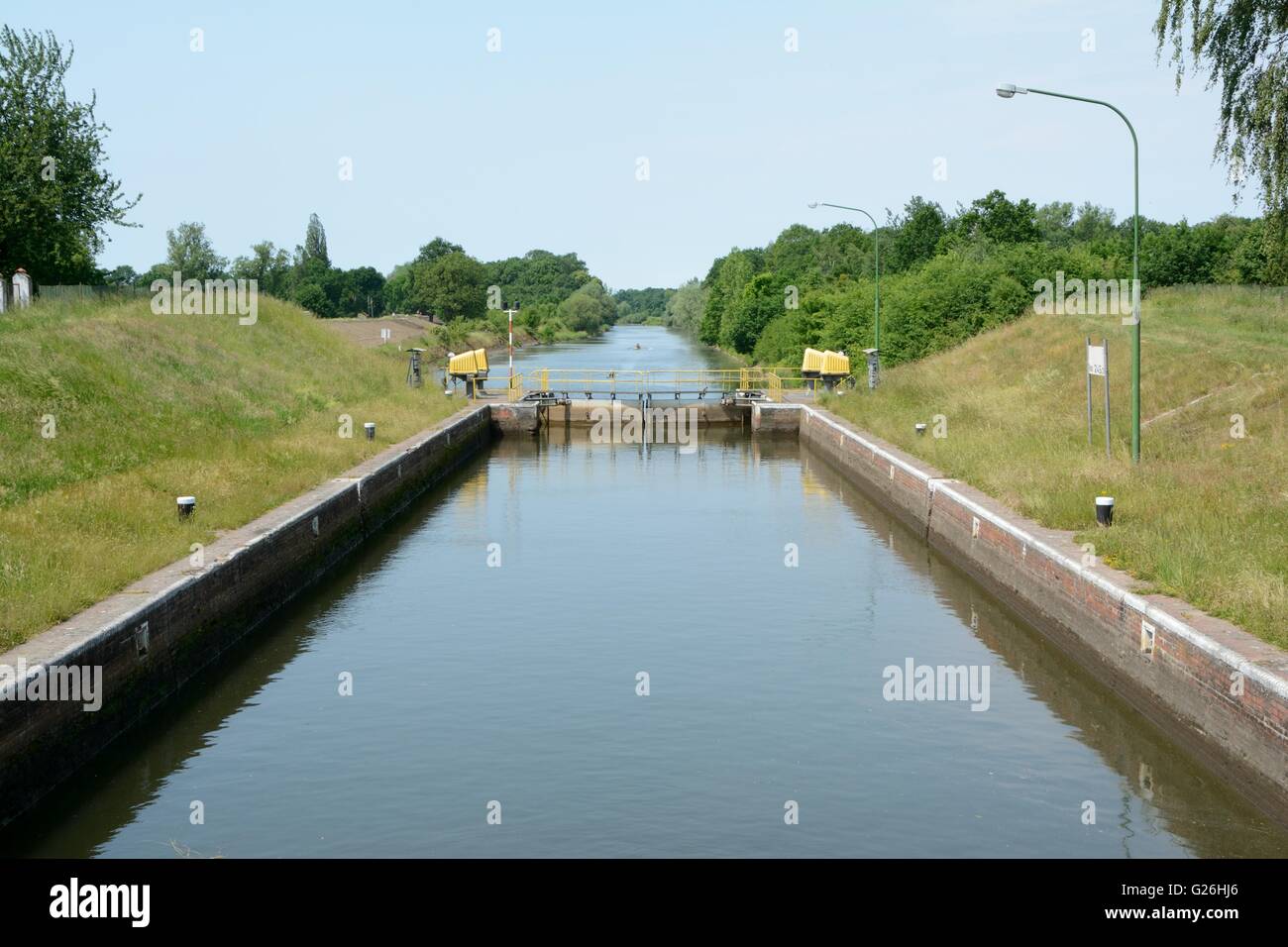 Canal, sluice gate end electric motors on embankments Stock Photo - Alamy Canal, sluice gate end electric motors on embankments Stock Photo - Alamy