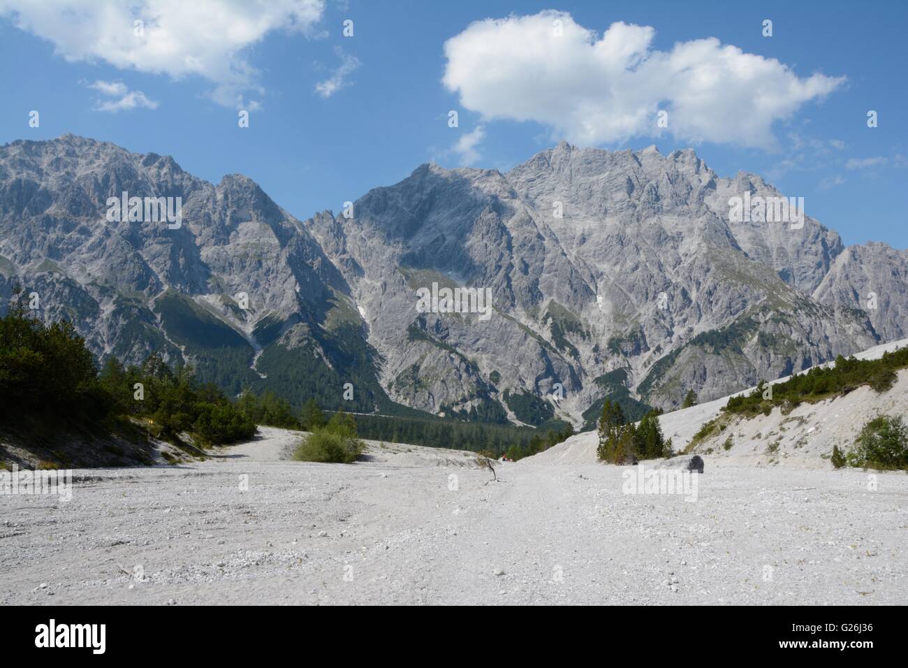 Talus, trees and peaks in Wimbachtal valley in Alps in Germany Stock ...
