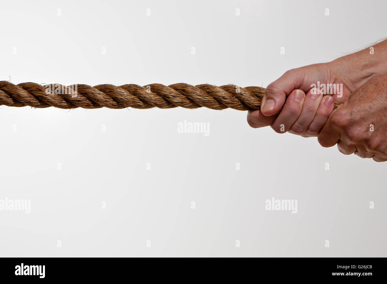 stylized hands gripping rope on white Stock Photo - Alamy