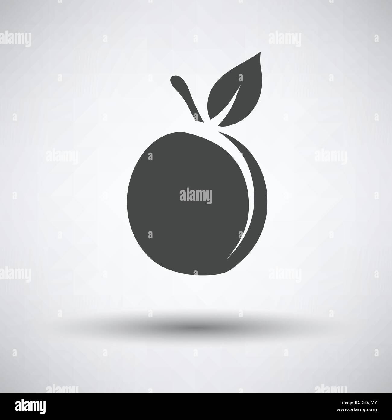 Peach icon on gray background with round shadow. Vector illustration ...