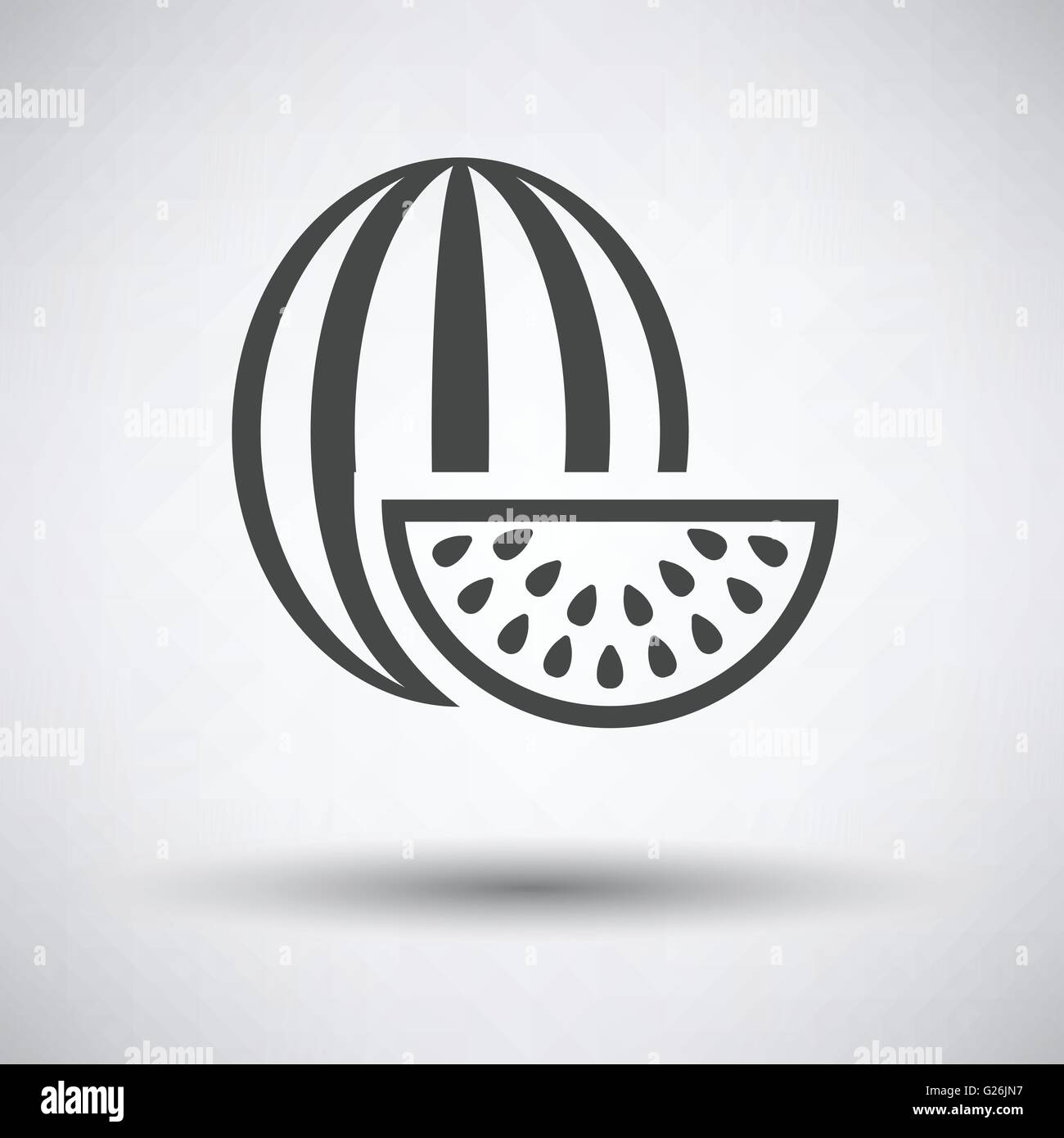 Watermelon icon on gray background with round shadow. Vector ...