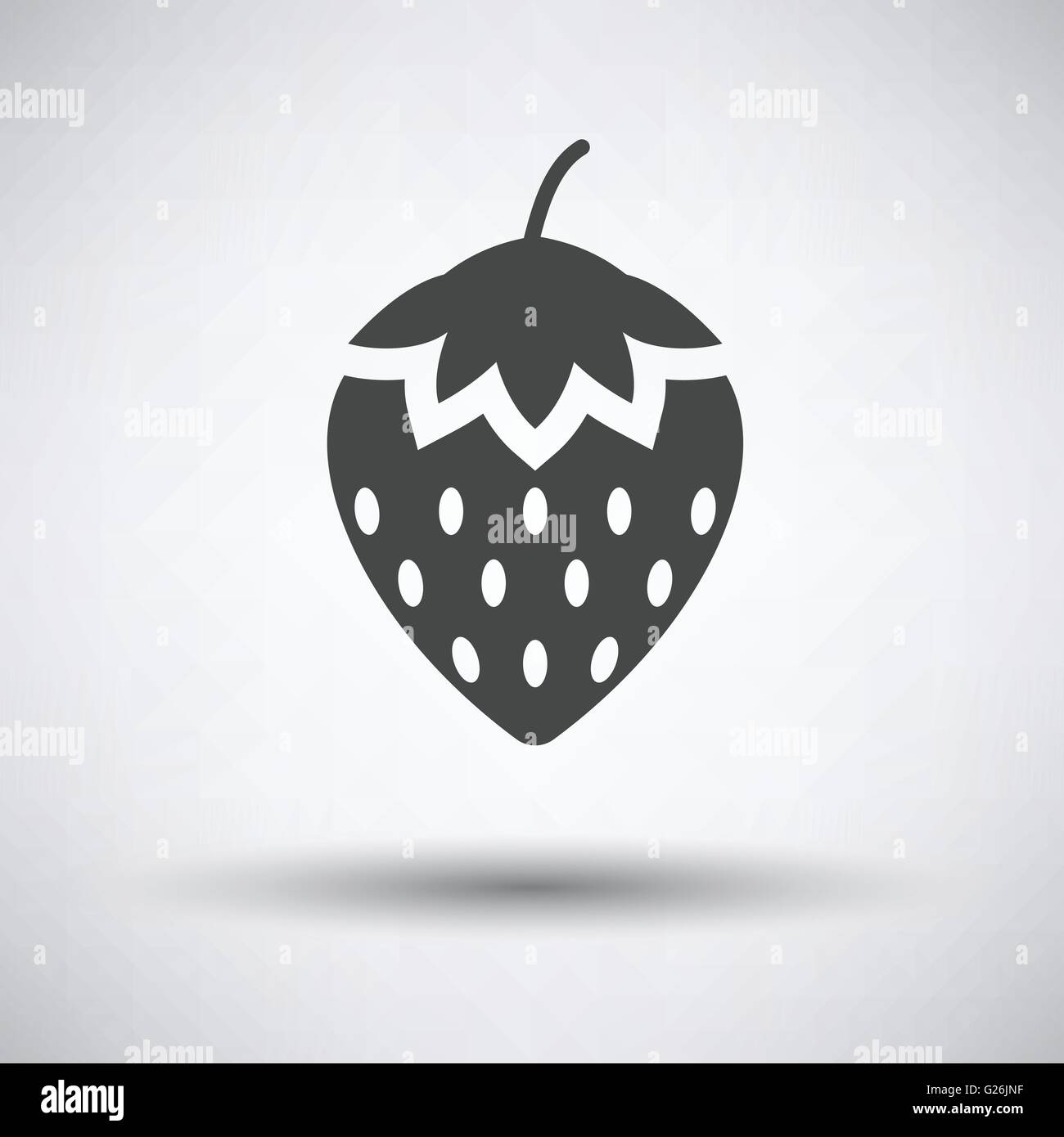 Strawberry icon on gray background with round shadow. Vector ...