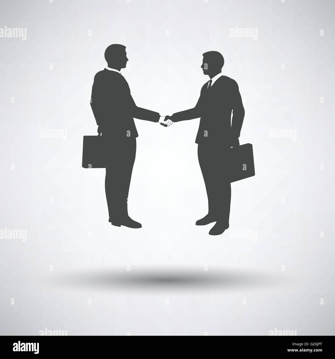 Meeting businessmen icon on gray background with round shadow. Vector ...