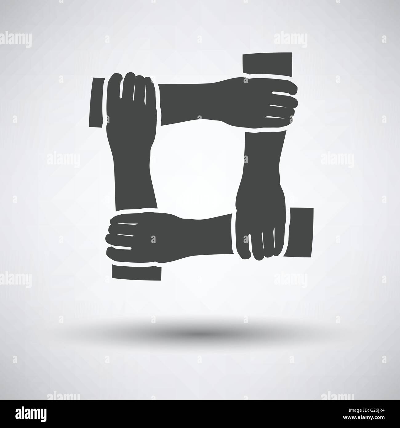 Crossed hands icon on gray background with round shadow. Vector ...