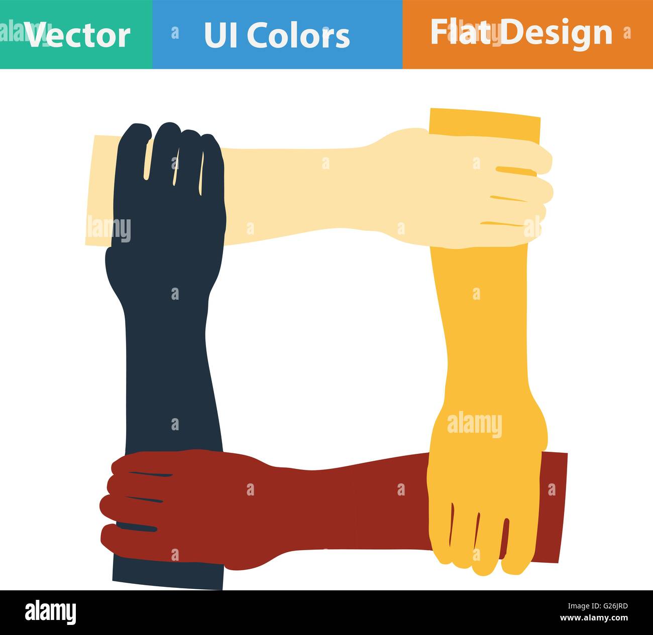 Flat design icon of Crossed hands in ui colors. Vector illustration ...