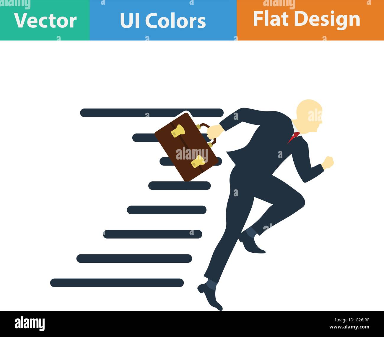 Flat design icon of Accelerating businessman in ui colors. Vector ...
