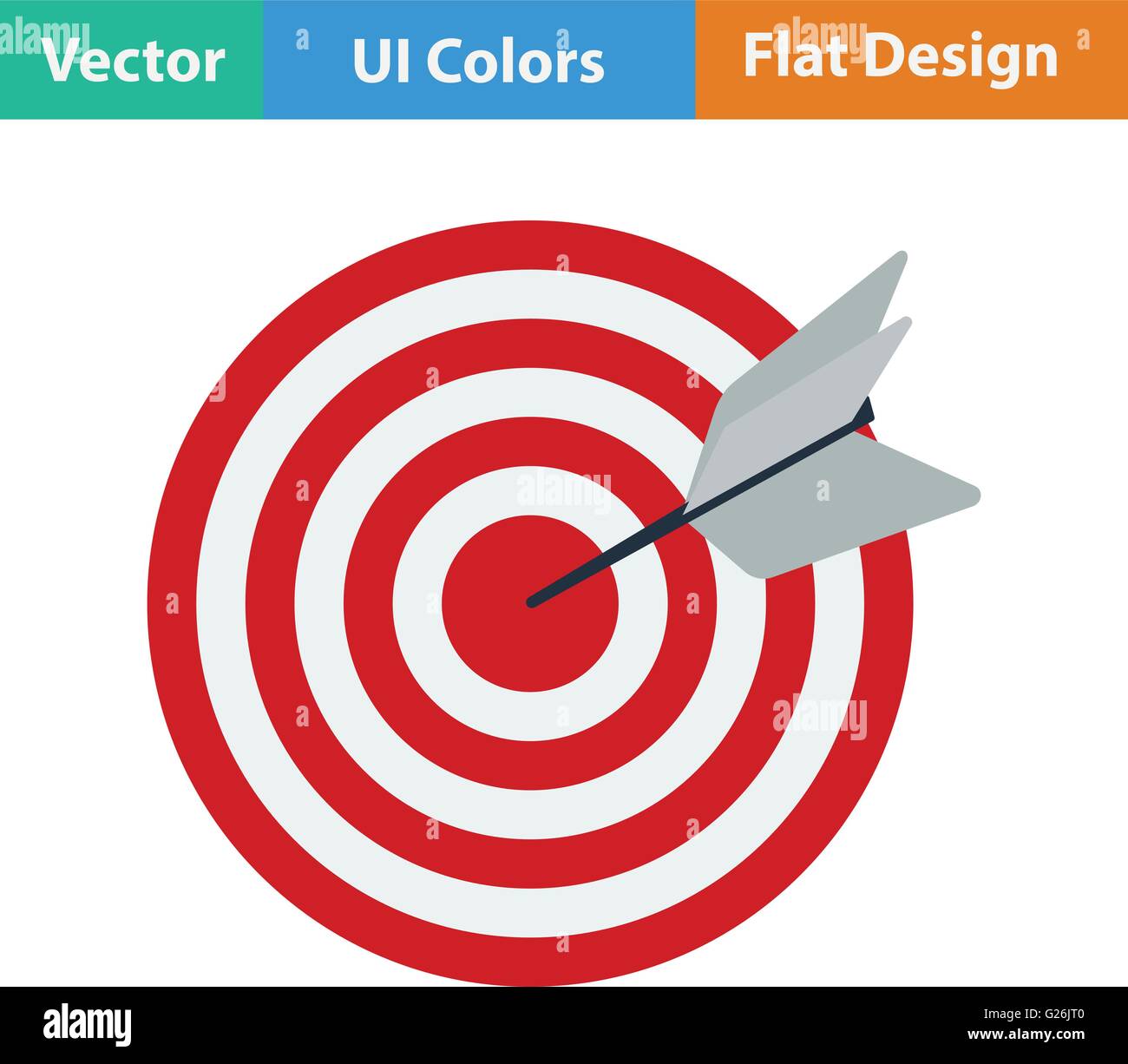 Flat design icon of Target with dart in ui colors. Vector illustration ...