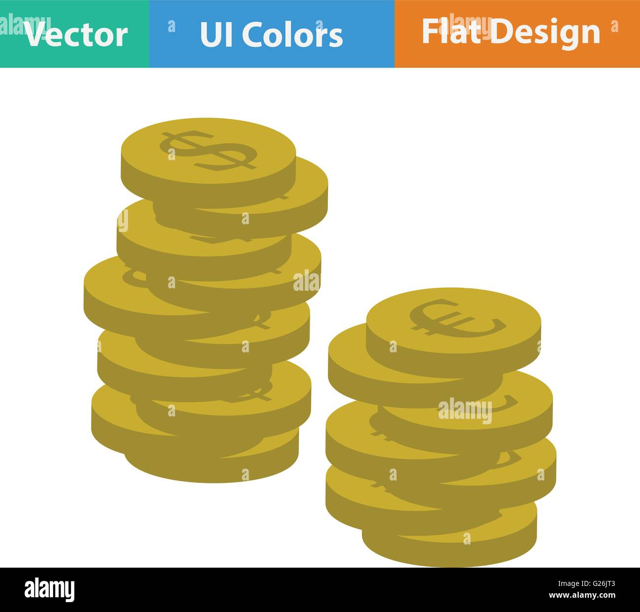 Flat design icon of Stack of coins in ui colors. Vector illustration ...