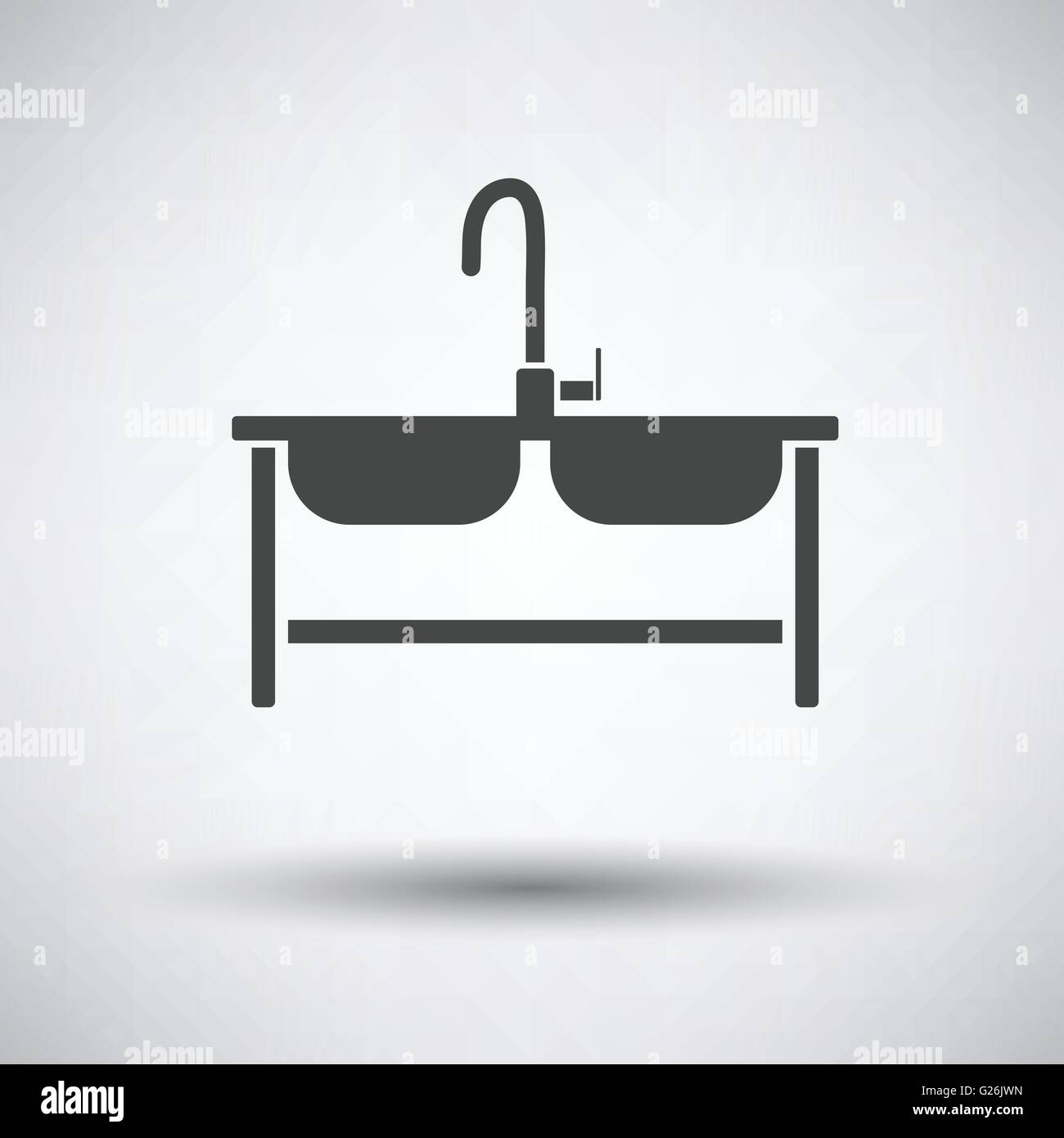 Double sink icon on gray background with round shadow. Vector ...