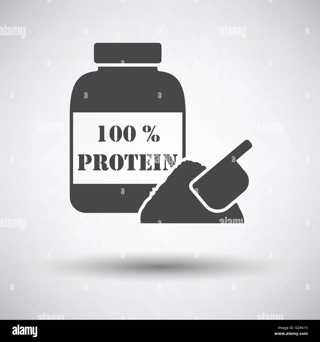 Protein conteiner icon on gray background with round shadow. Vector ...