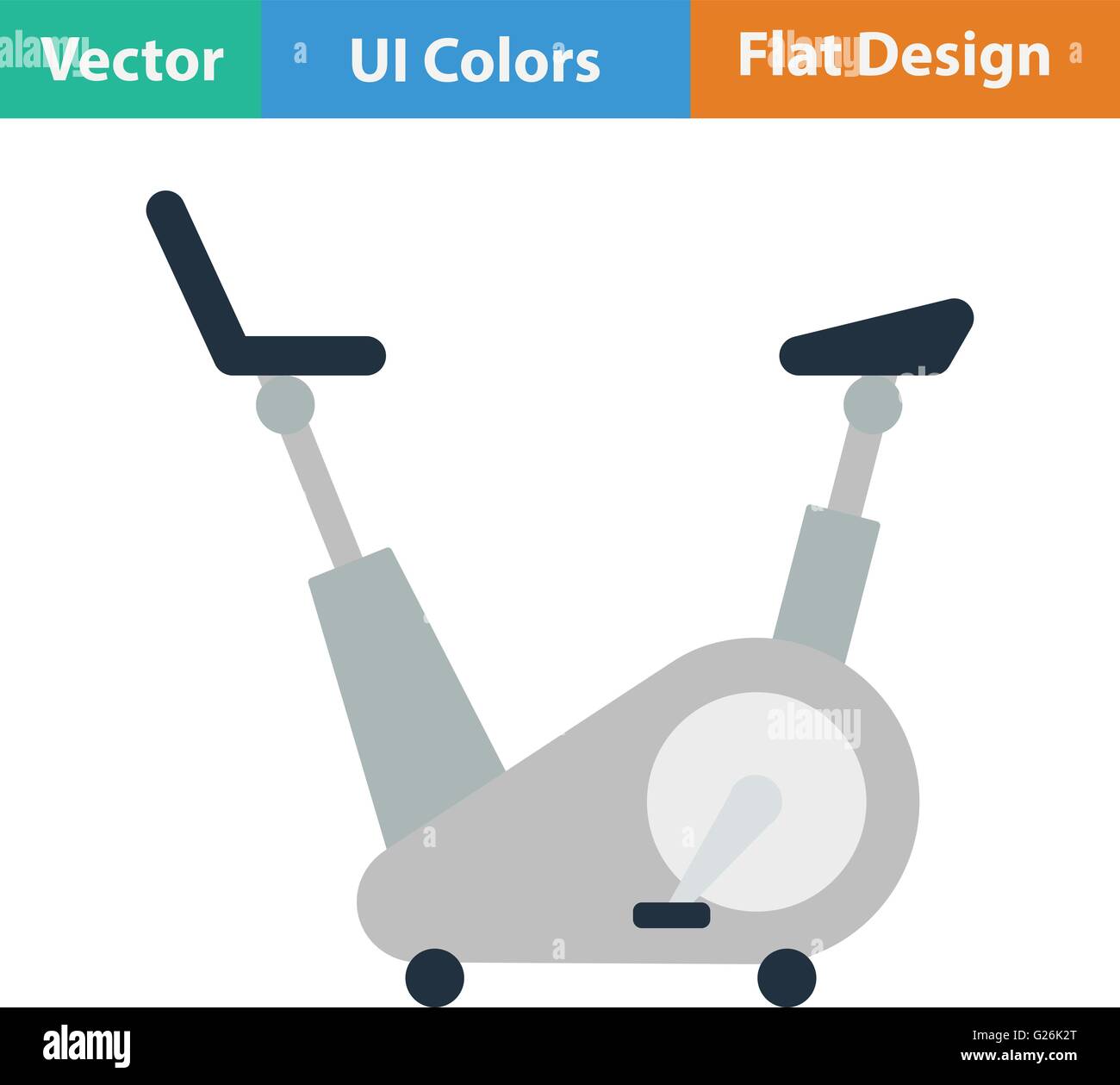 Flat design icon of Exercise bicycle in ui colors. Vector illustration ...