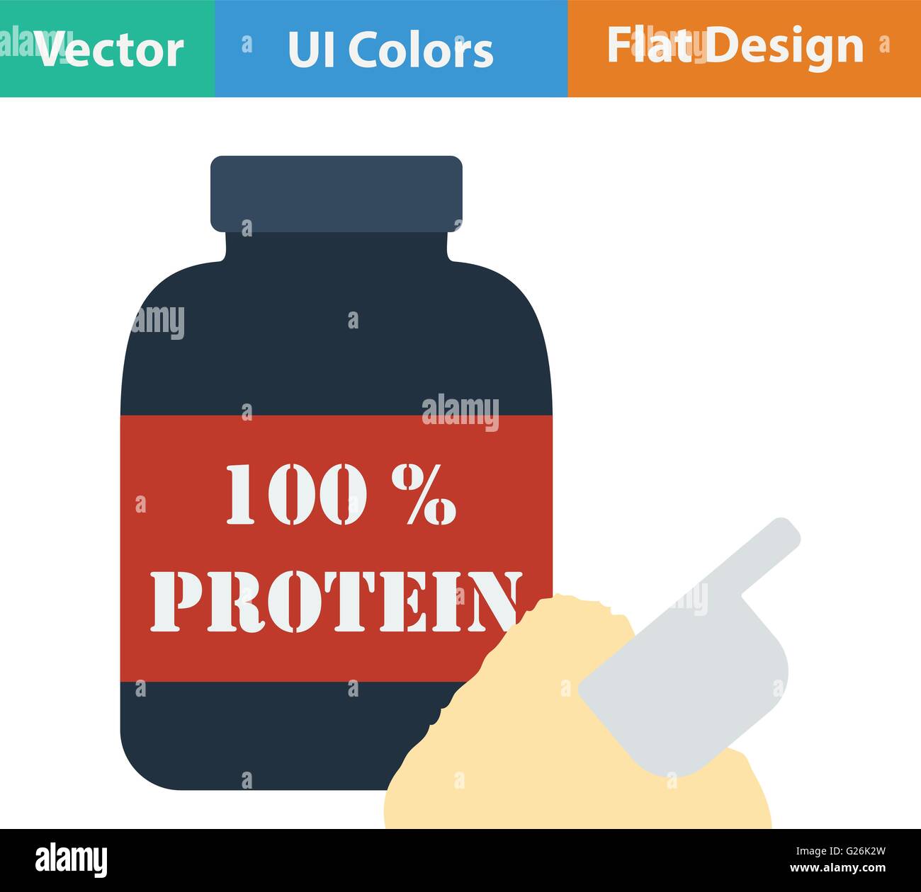 Flat design icon of Protein conteiner in ui colors. Vector illustration ...