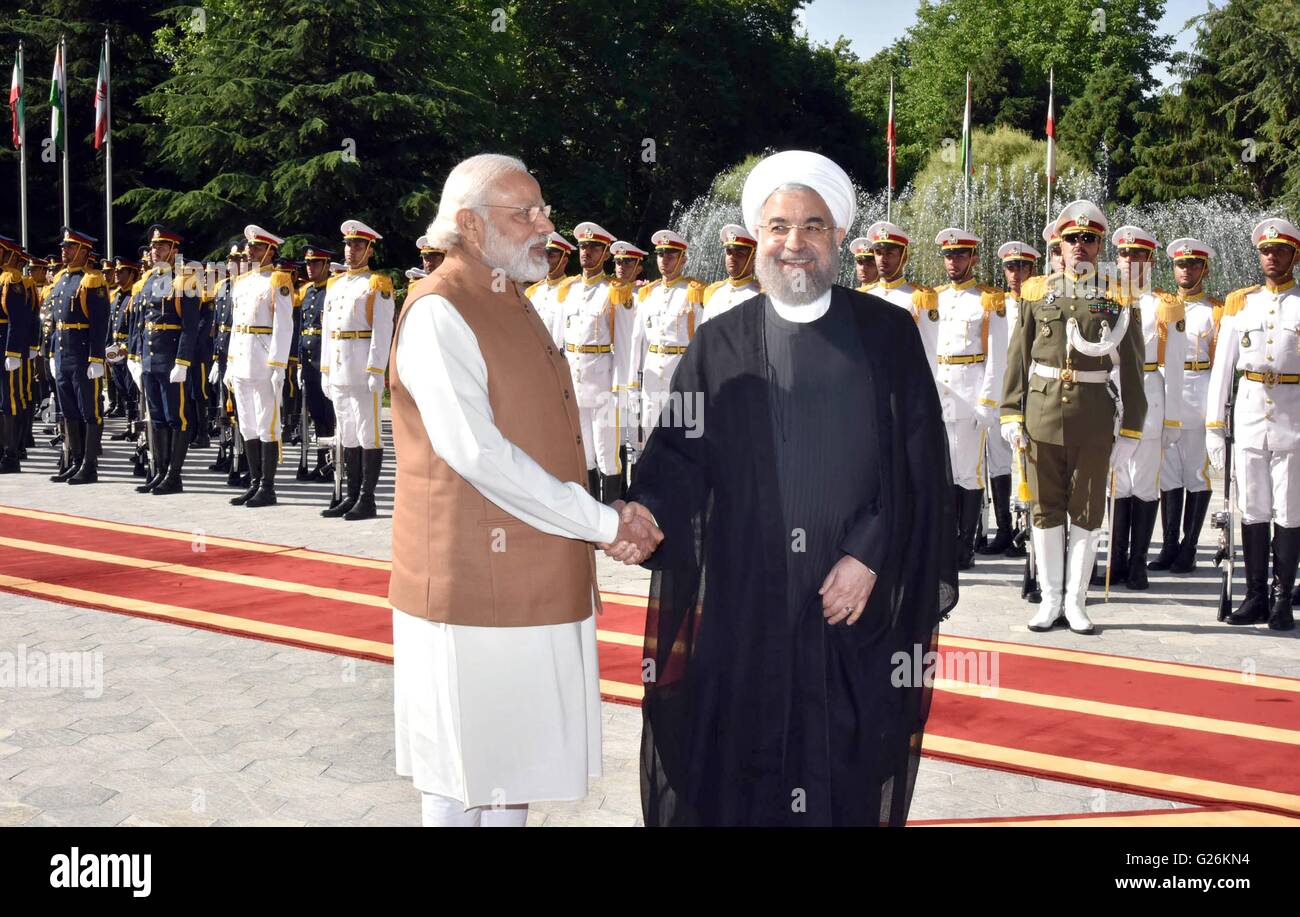 Indian Prime Minister Narendra Modi with Iranian President Hassan ...
