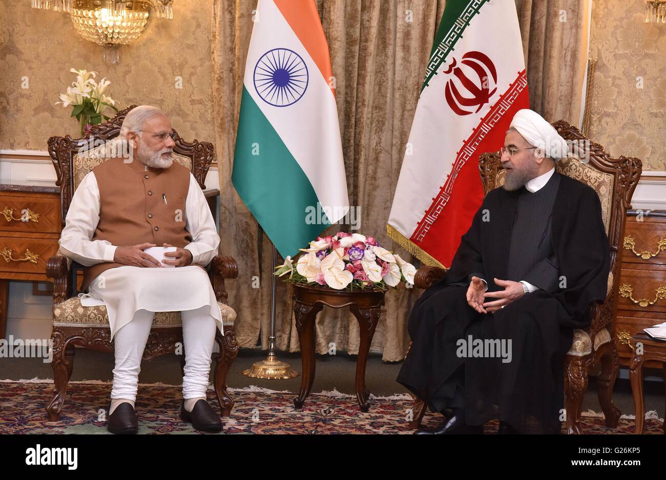Indian Prime Minister Narendra Modi with Iranian President Hassan ...