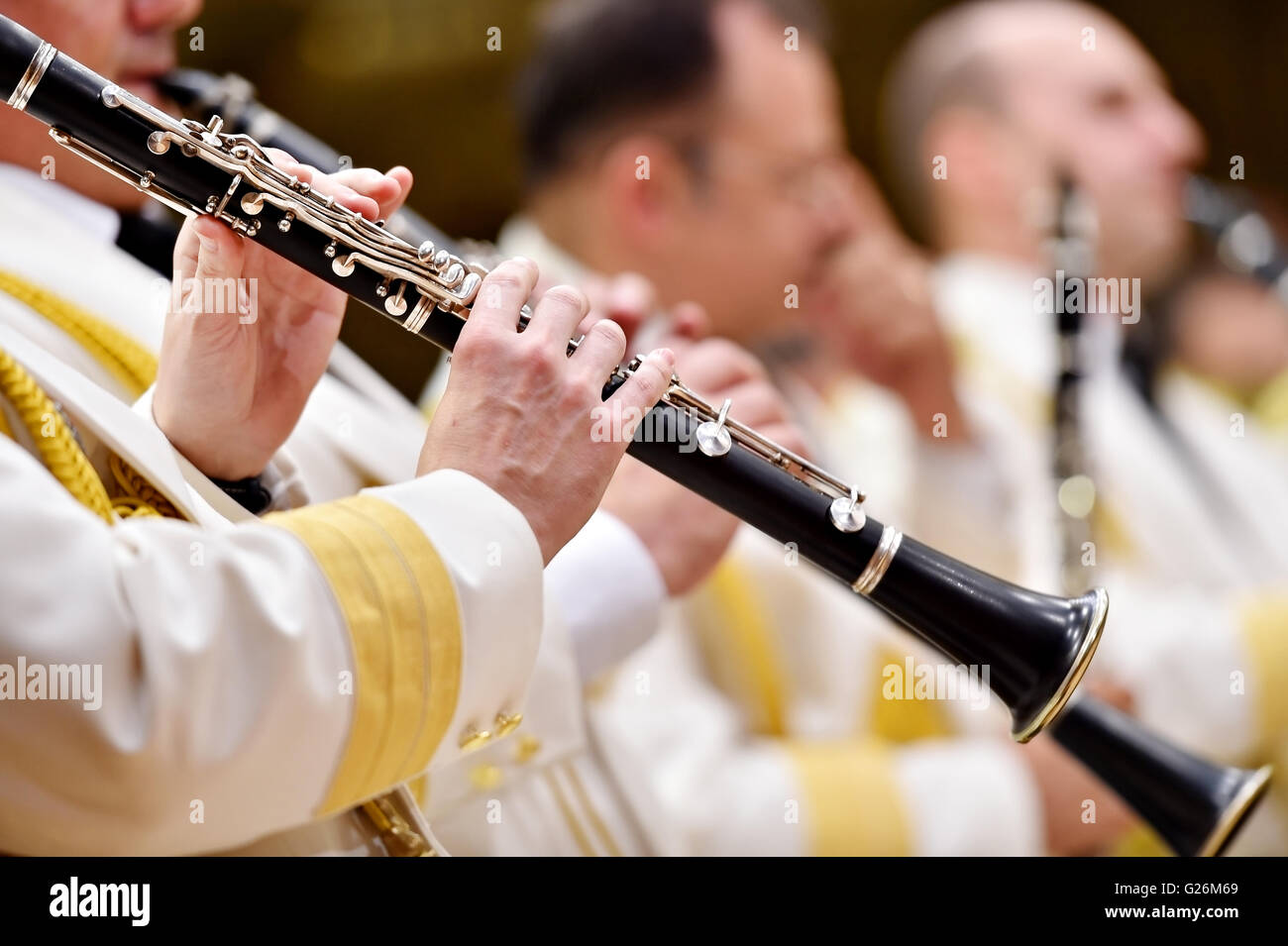 Detail with military orchestra uniform during a concert Stock Photo - Alamy