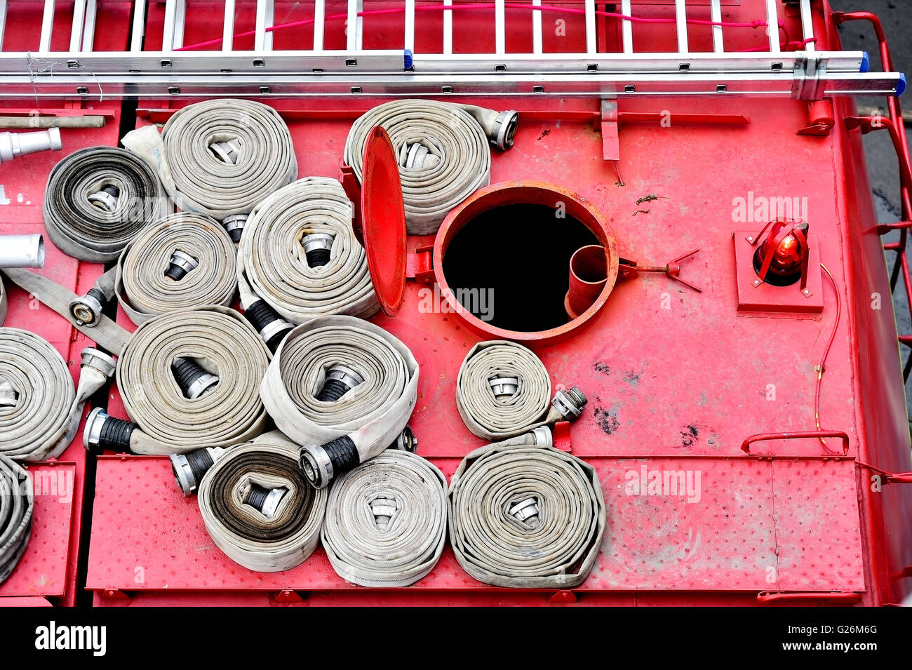 Fire truck hose water hi-res stock photography and images - Alamy