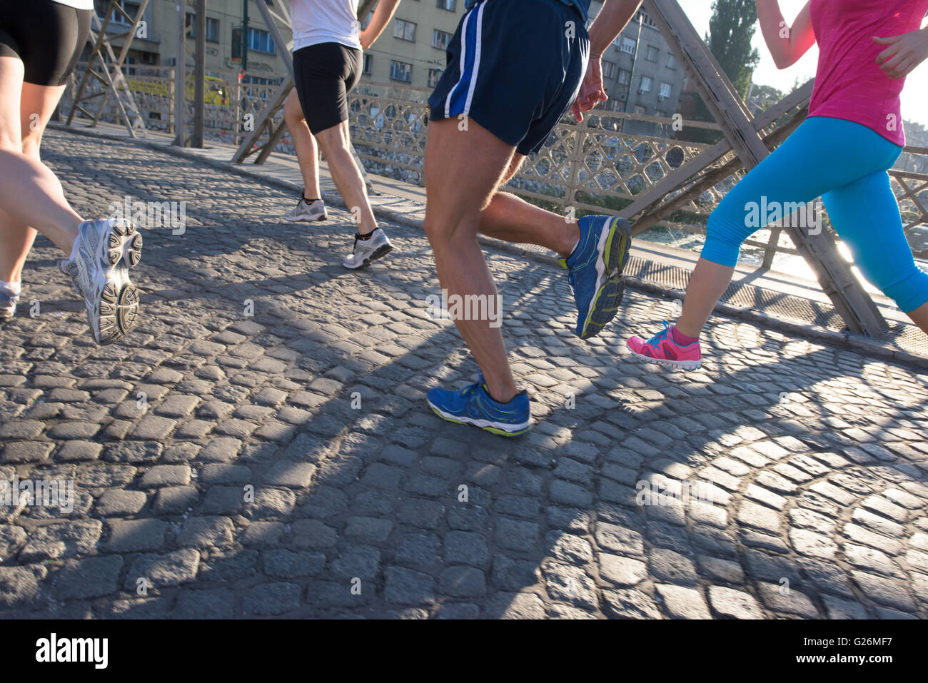 people group jogging runners team on morning training workout with ...