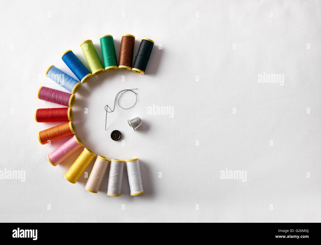 Spool of thread top view hi-res stock photography and images - Alamy