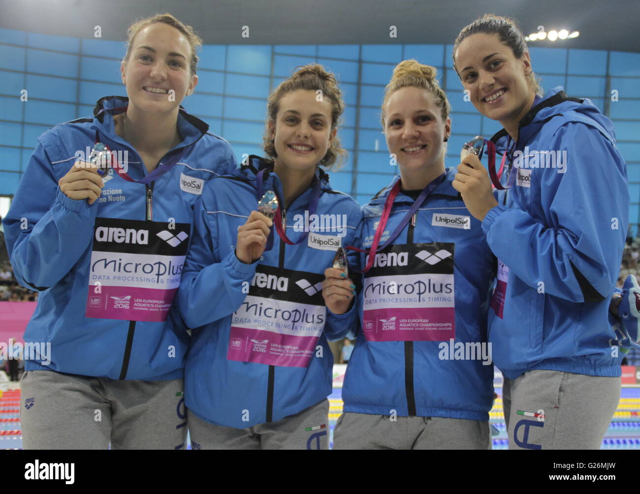 London, England, May 22, 2016 Italian swimmer 2nd in the 4 x 100 medley ...