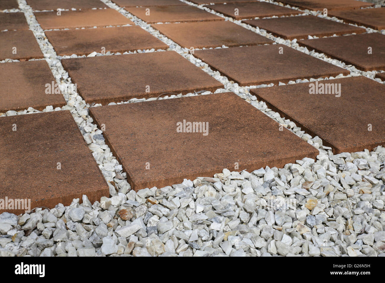 Paving Pebble Patio in rows, selective focus Stock Photo - Alamy
