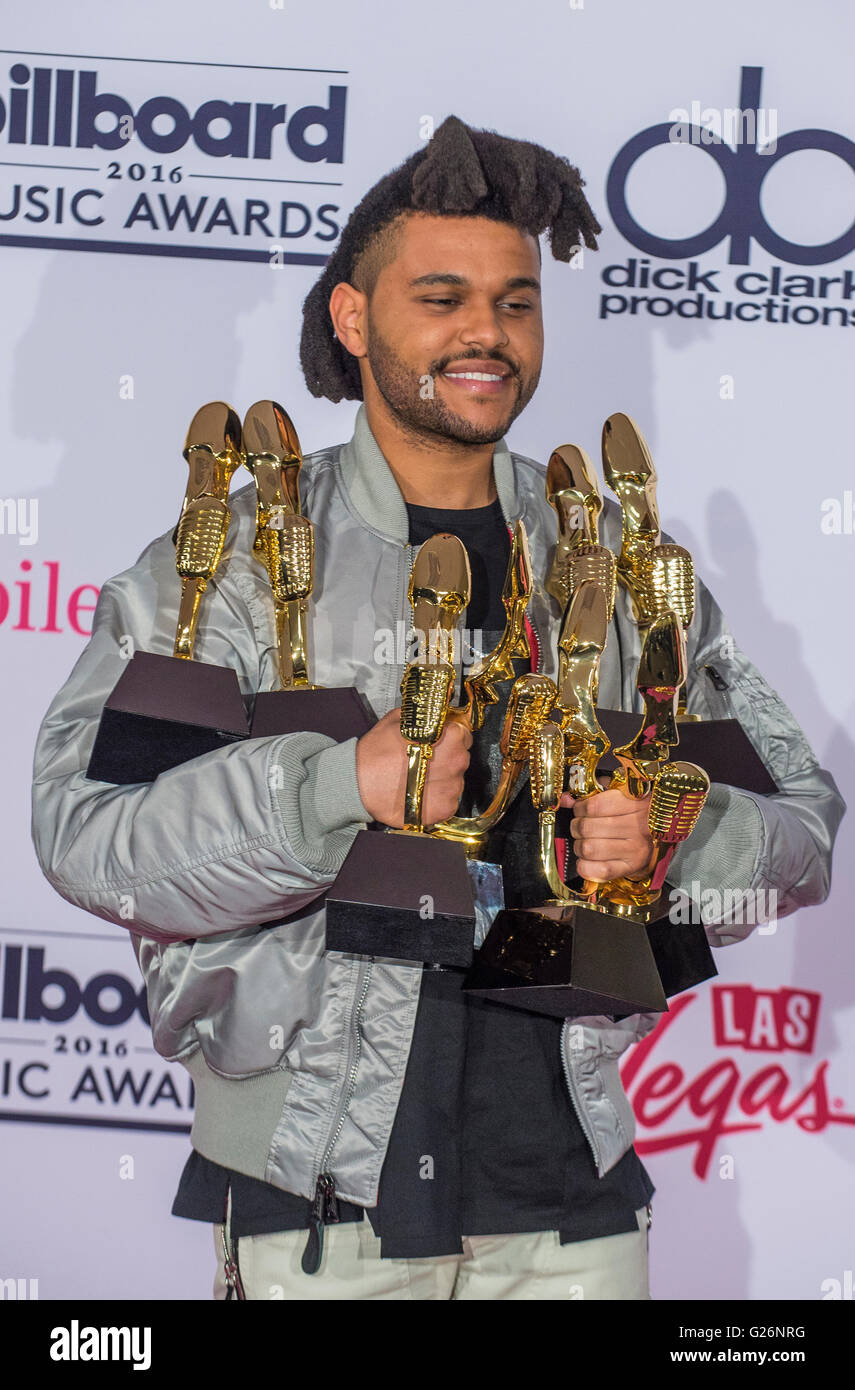 Recording artist The Weekend poses in the press room at the 2016 ...