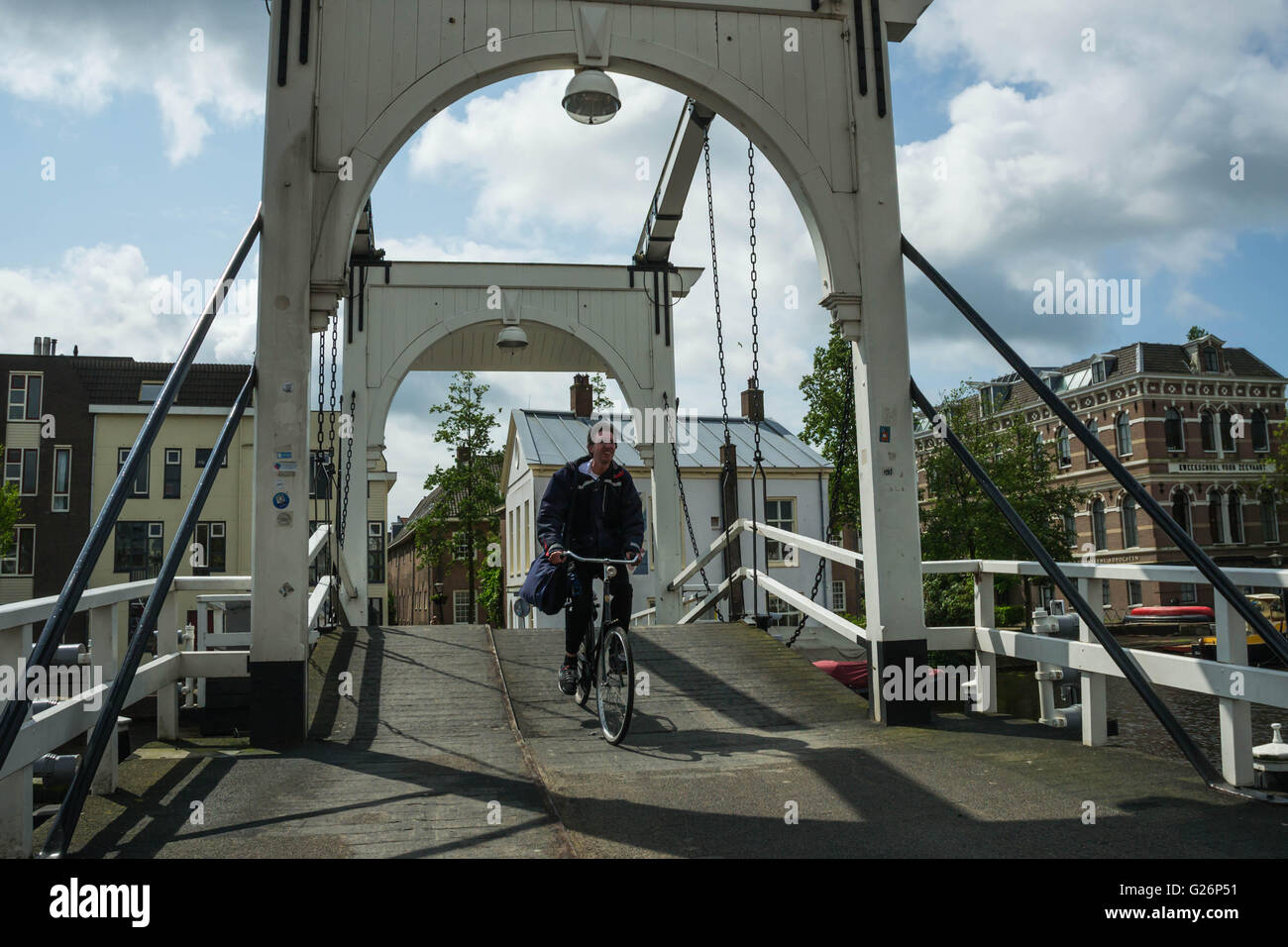 A typical Dutch style cantilever bridge over the Galgewater canal in ...
