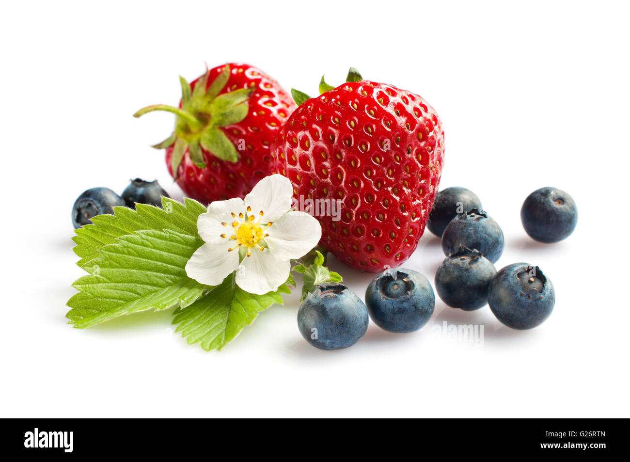 Strawberry and blueberry isolated on white Stock Photo - Alamy